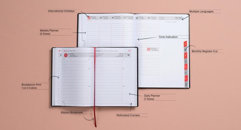 Custom-made book planners with your logo.